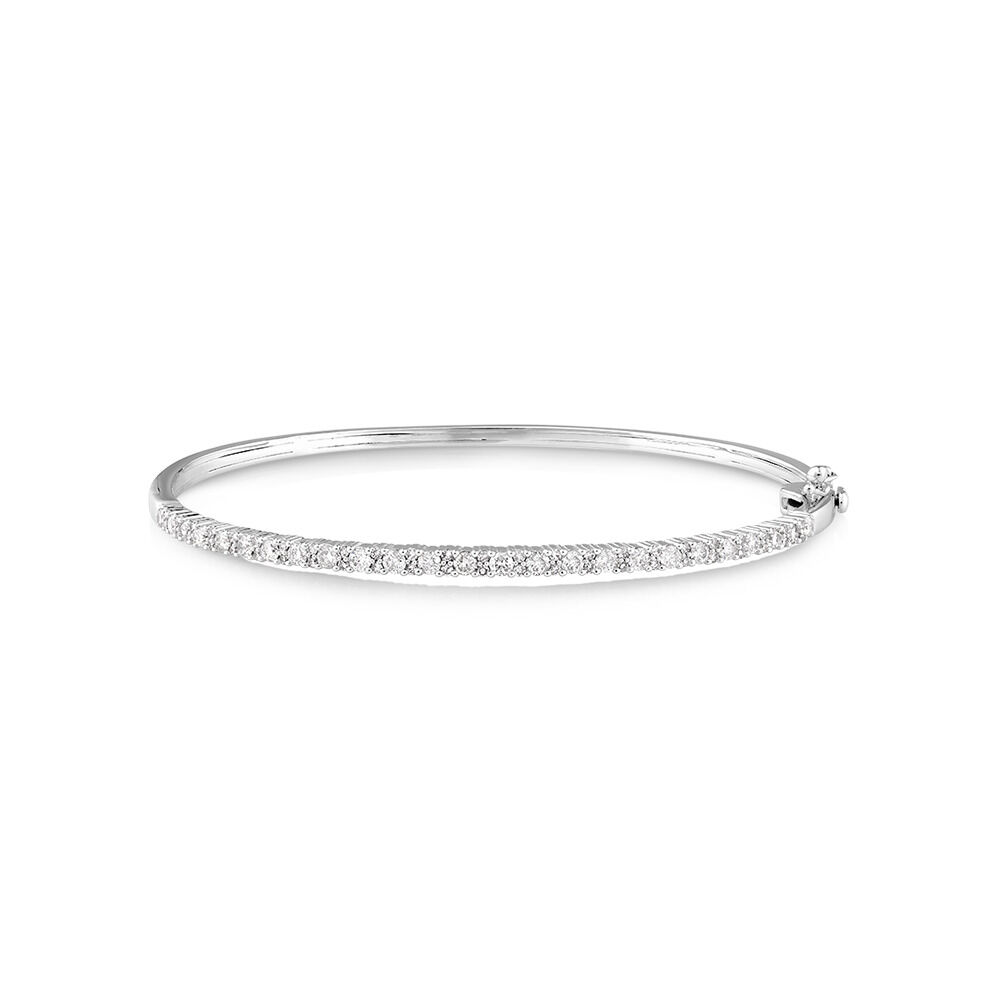 61mm Oval Diamond Bangle with 1 Carat TW of Diamonds in 10kt White Gold